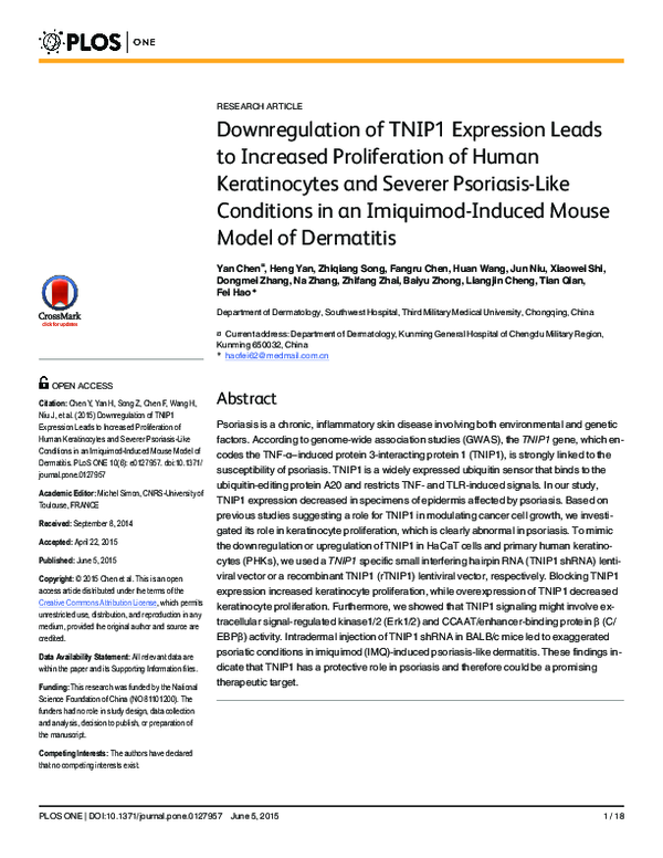 (PDF) Downregulation of TNIP1 Expression Leads to Increased ...