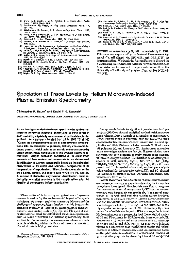 (PDF) Speciation at trace levels by helium microwave-induced plasma ...