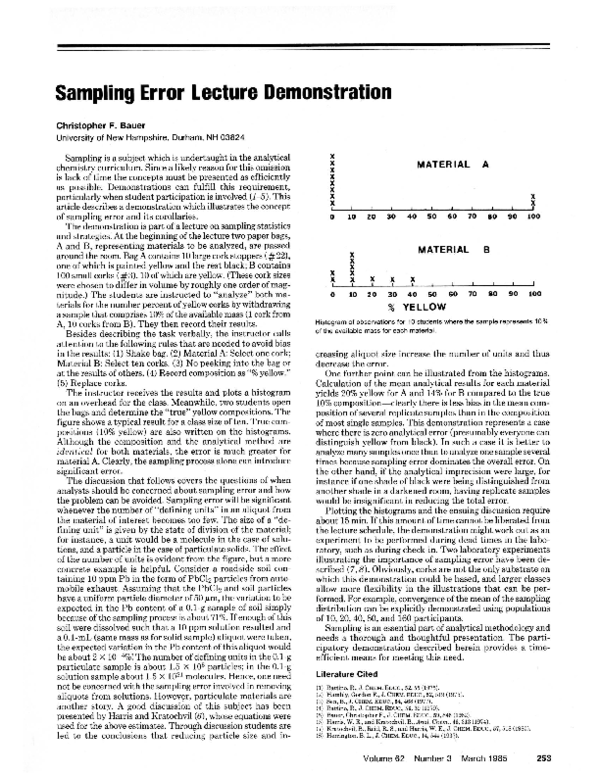 Pdf Sampling Error Lecture Demonstration
