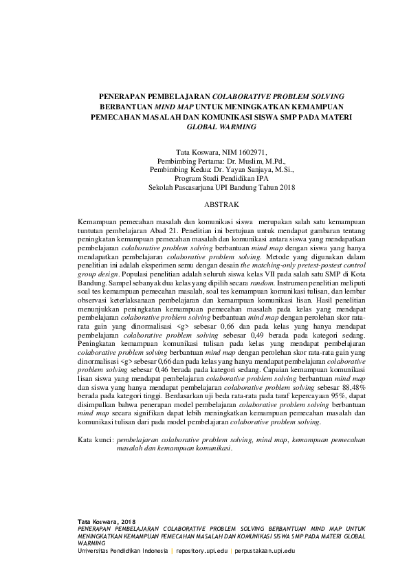 (PDF) Penerapan Pembelajaran Colaborative Problem Solving Berbantuan ...