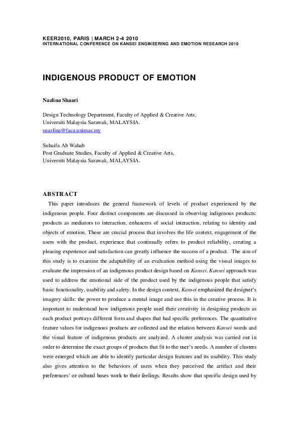 (PDF) Indigenous Product of Emotion | Khairul Aidil Azlin A Rahman ...