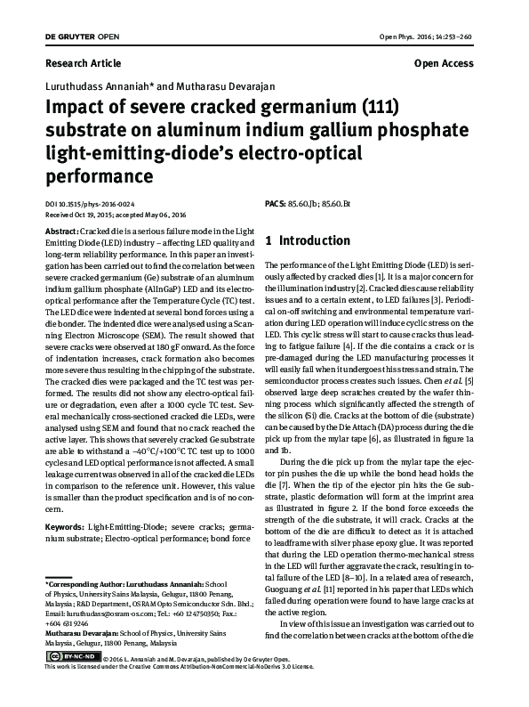 (PDF) Impact of severe cracked germanium (111) substrate on aluminum ...