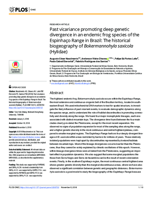 (PDF) Past vicariance promoting deep genetic divergence in an endemic ...