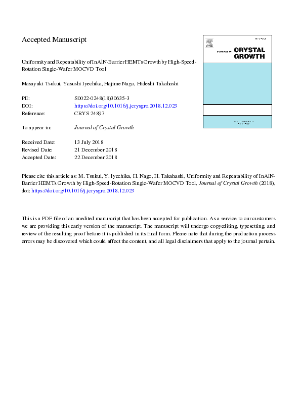 (PDF) Uniformity and Repeatability of InAlN-Barrier HEMTs Growth by ...