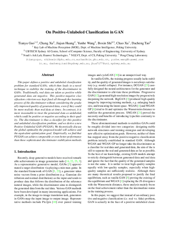 (PDF) Positive-Unlabeled Classification in GANs for Improved Stability