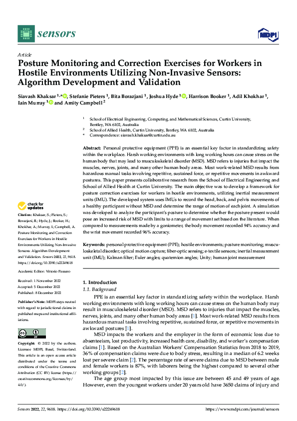 Pdf Posture Monitoring And Correction Exercises For Workers In Hostile Environments Utilizing
