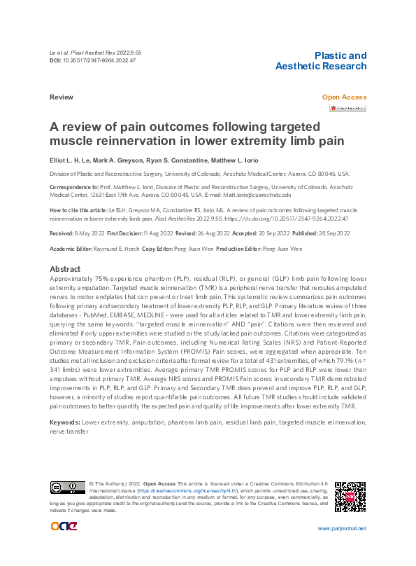 (PDF) A review of pain outcomes following targeted muscle reinnervation ...
