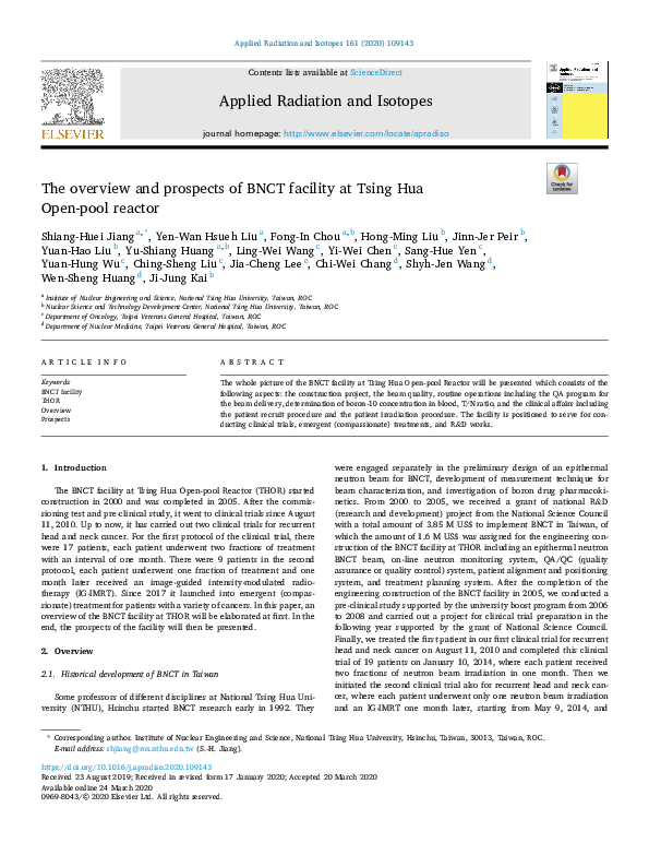 (PDF) The overview and prospects of BNCT facility at Tsing Hua Open ...