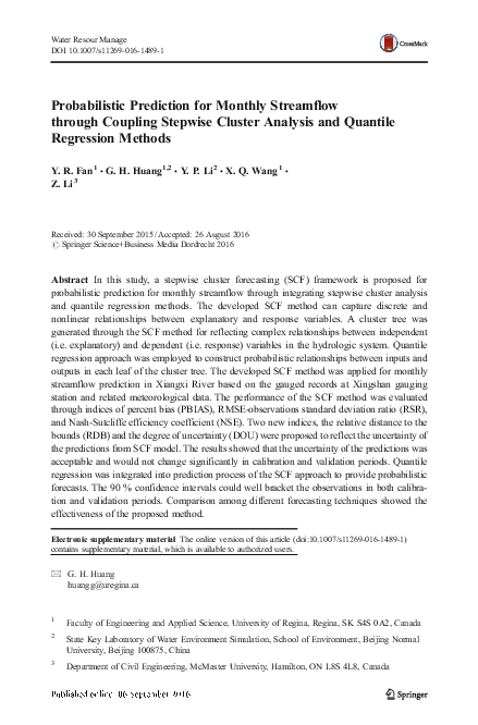 (PDF) Probabilistic Prediction for Monthly Streamflow through Coupling ...