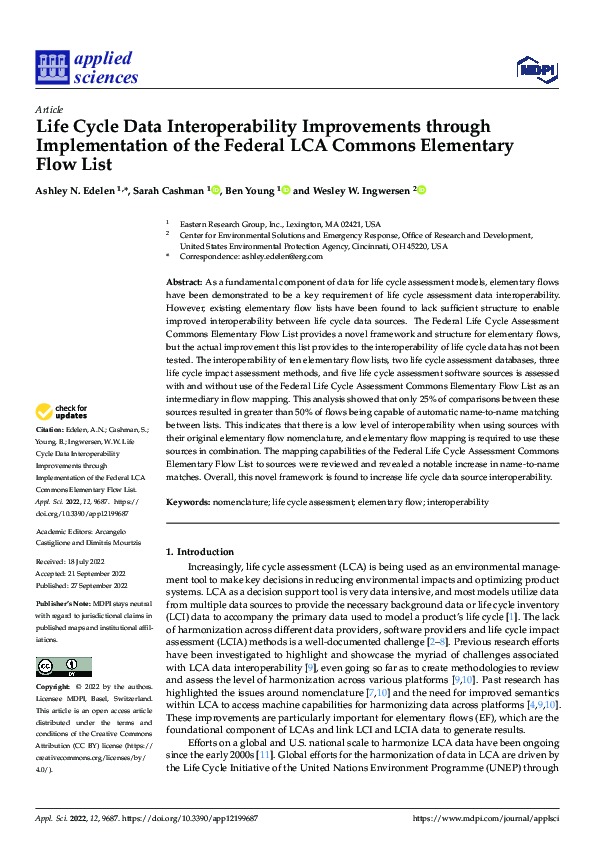 Pdf Life Cycle Data Interoperability Improvements Through Implementation Of The Federal Lca