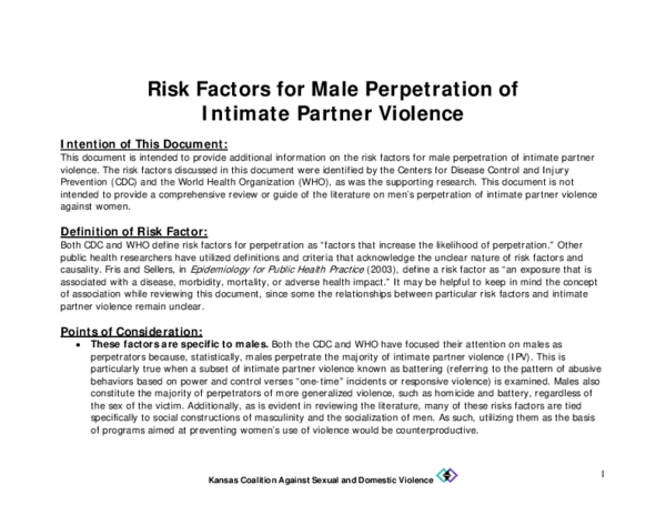 (PDF) Risk factors for male perpetration of intimate partner violence ...