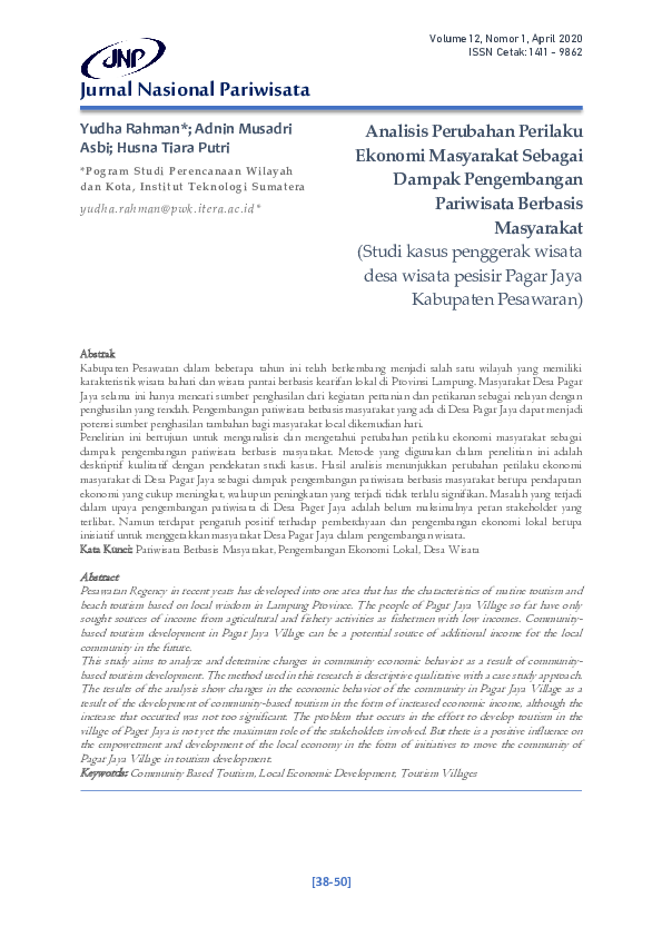 (PDF) Analisis Perubahan Perilaku Ekonomi Masyarakat Sebagai Dampak Pengembangan Pariwisata ...