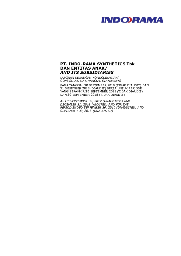 (PDF) PT. INDO-RAMA SYNTHETICS Tbk DAN ENTITAS ANAK/ AND ITS SUBSIDIARIES