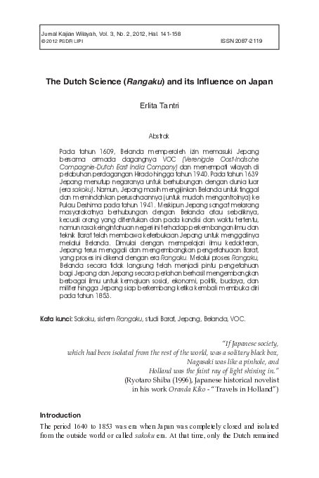 (PDF) The Dutch Science (Rangaku) and its Influence on Japan