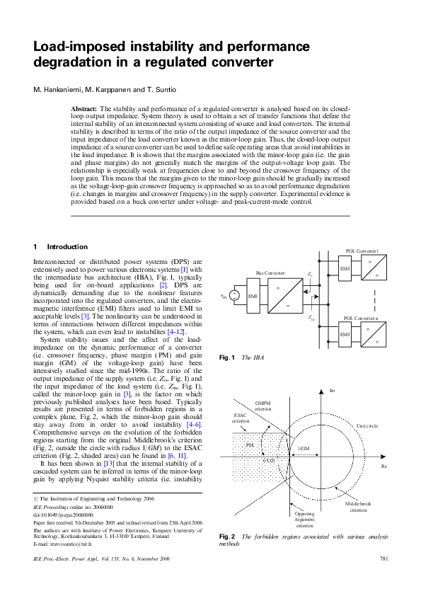 (PDF) Load-imposed instability and performance degradation in a regulated converter