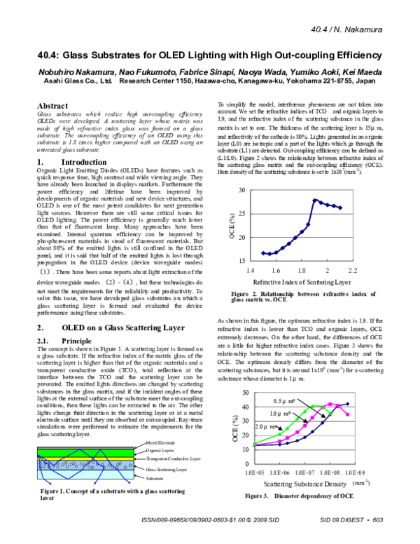 (PDF) 40.4: Glass Substrates for OLED Lighting with High Out-Coupling ...