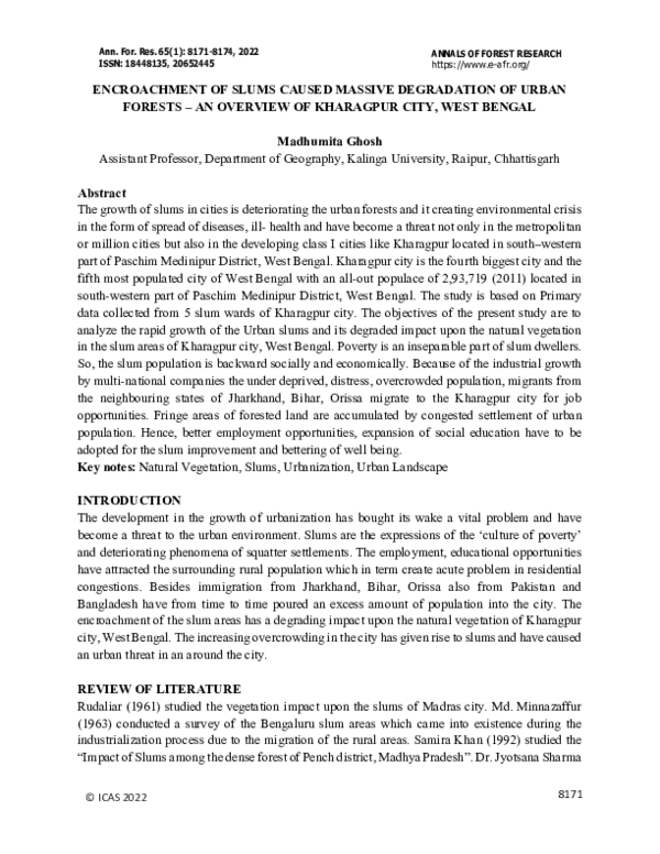 (PDF) ENCROACHMENT OF SLUMS CAUSED MASSIVE DEGRADATION OF URBAN FORESTS ...
