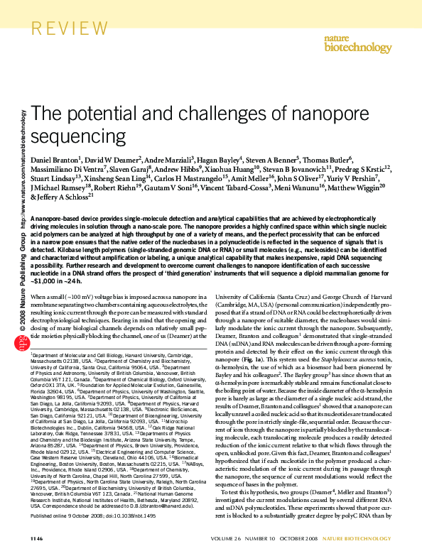 (PDF) The potential and challenges of nanopore sequencing