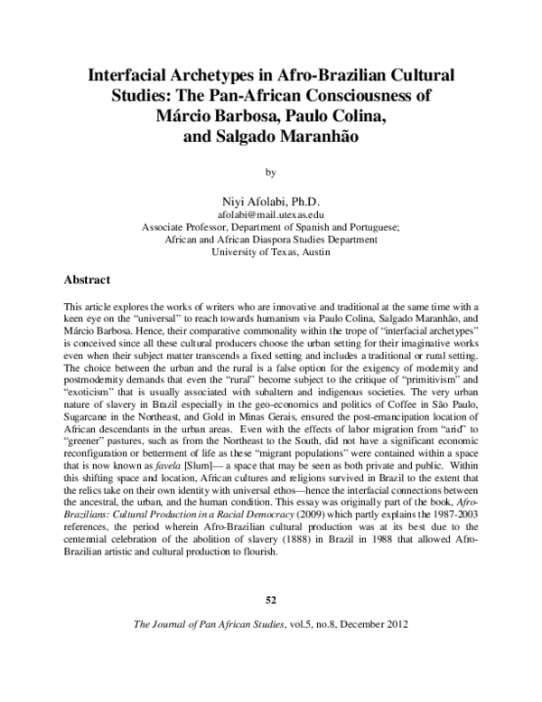 (PDF) Interfacial Archetypes in Afro-Brazilian Cultural Studies: The ...