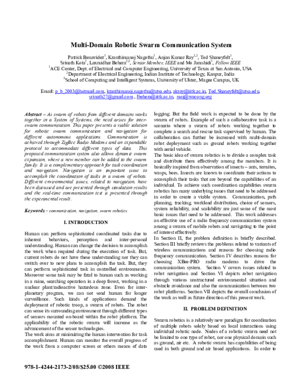 (PDF) Multi-domain robotic swarm communication system