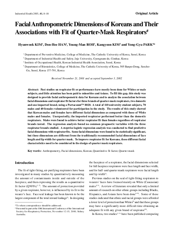 (PDF) Facial Anthropometric Dimensions of Koreans and Their ...