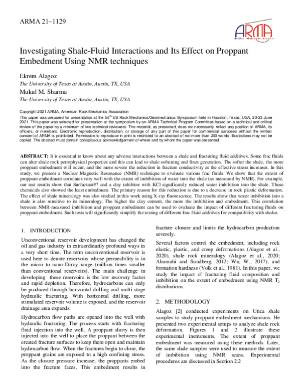 (PDF) Investigating Shale-Fluid Interactions and Its Effect on Proppant ...