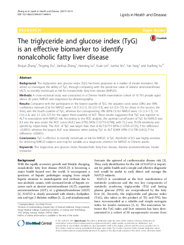 (PDF) The triglyceride and glucose index (TyG) is an effective ...