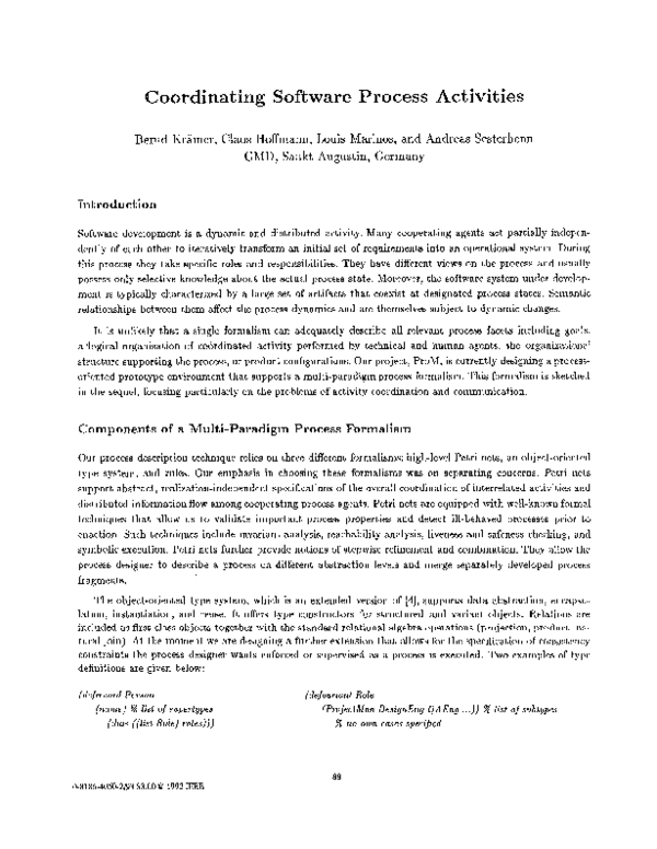 (PDF) Coordinating Software Process Activities