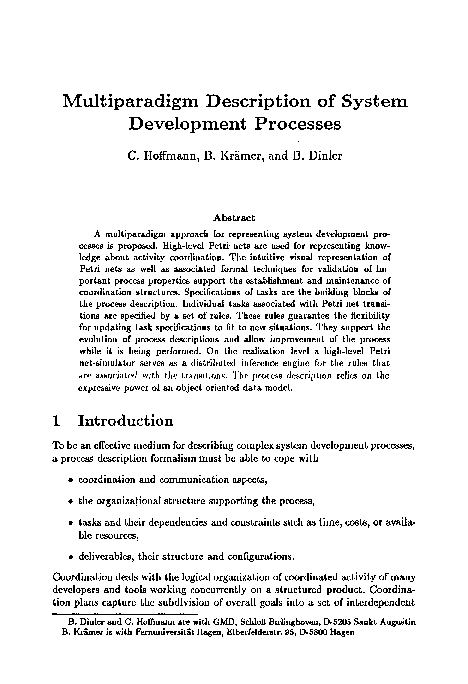 (PDF) Multiparadigm description of system development processes