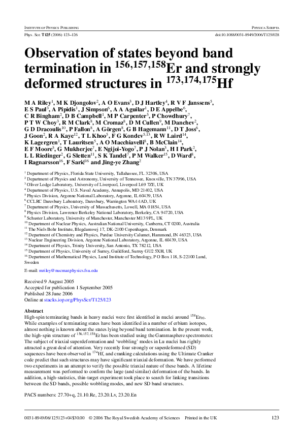 (PDF) Observation of states beyond band termination in 156, 157, 158 Er ...