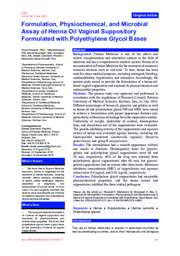 (PDF) Formulation, Physiochemical, and Microbial Assay of Henna Oil ...