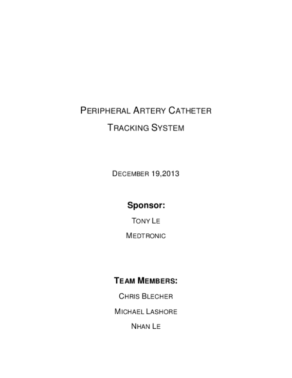 (PDF) Peripheral Artery Catheter Tracking System