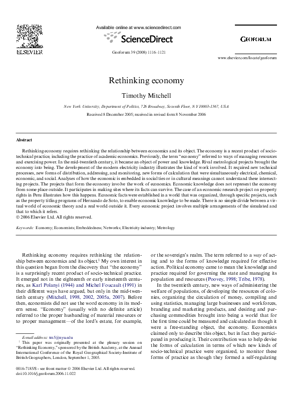 (PDF) Rethinking economy