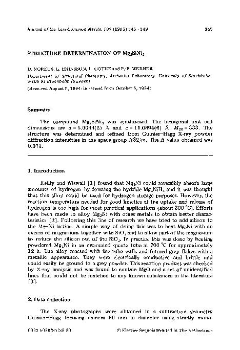 (PDF) Structure determination of Mg2SiNi3 | Lars Eriksson - Academia.edu (PDF) Structure determination of Mg2SiNi3 | Lars Eriksson - Academia.edu