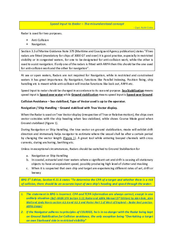 (PDF) Speed Input to Radar -The misunderstood concept