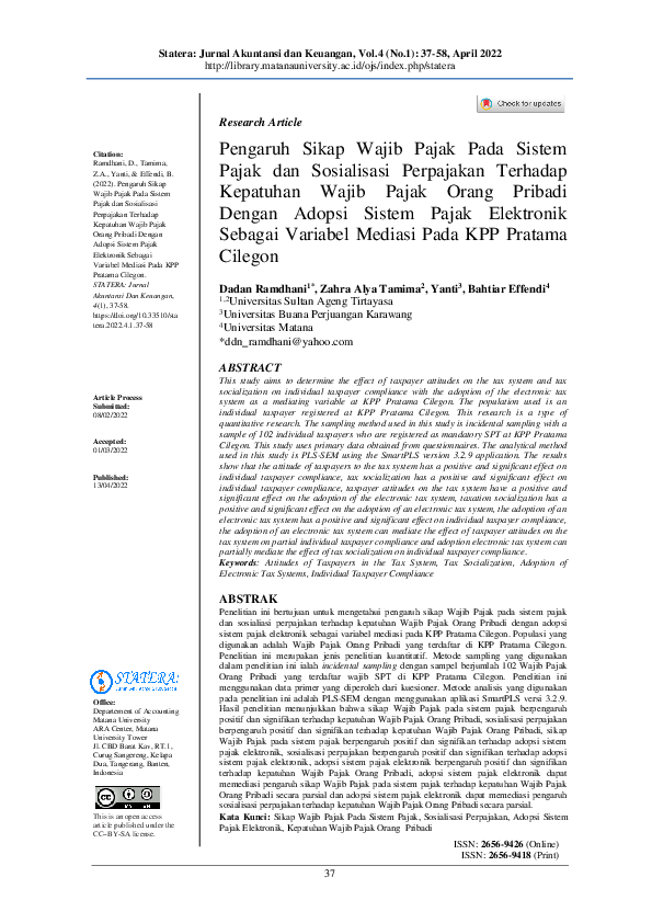 (PDF) Pengaruh Sikap Wajib Pajak Pada Sistem Pajak dan Sosialisasi ...