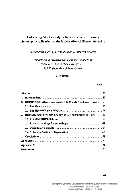 (PDF) Enhancing Stochasticity in Reinforcement Learning Schemes: Application to the Exploration ...