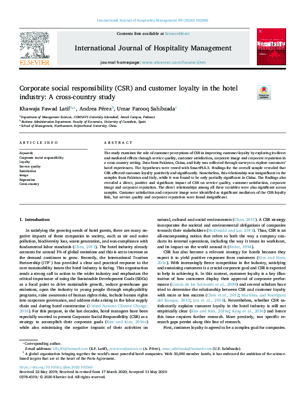(PDF) Corporate social responsibility (CSR) and customer loyalty in the ...