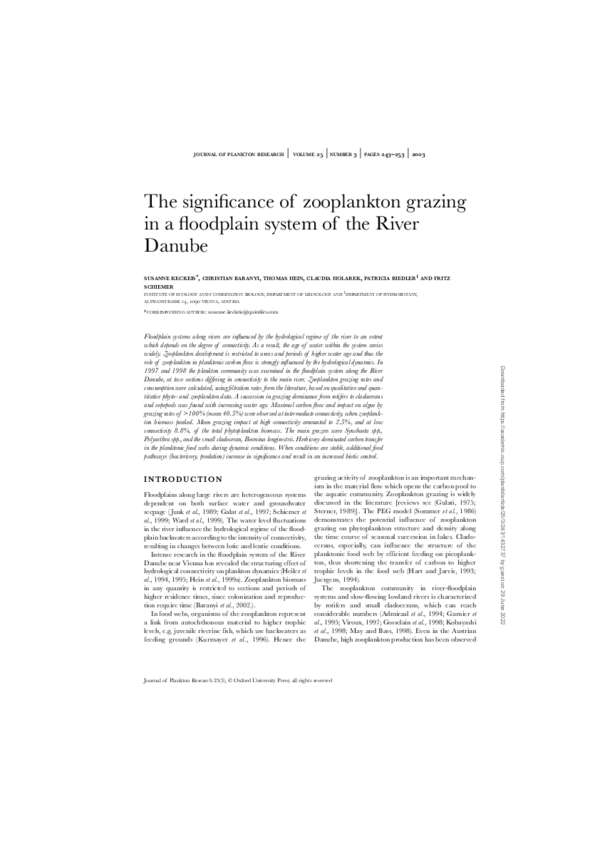 (PDF) The significance of zooplankton grazing in a floodplain system of ...