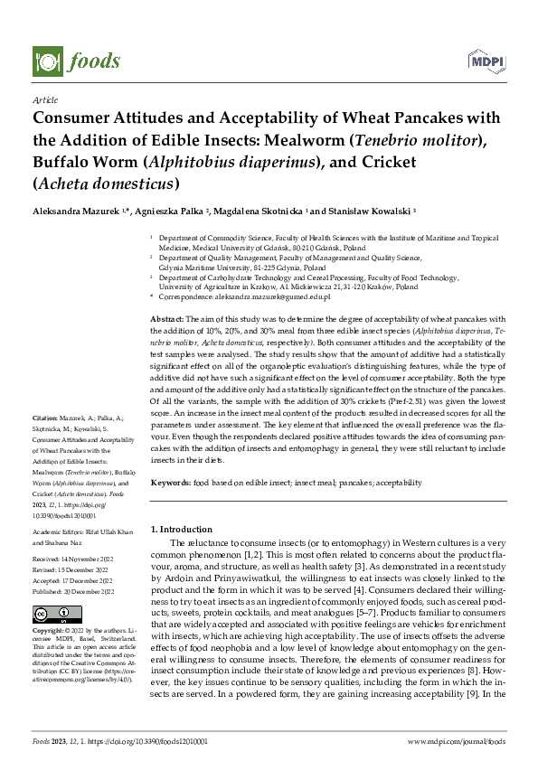 (PDF) Consumer Attitudes and Acceptability of Wheat Pancakes with the ...