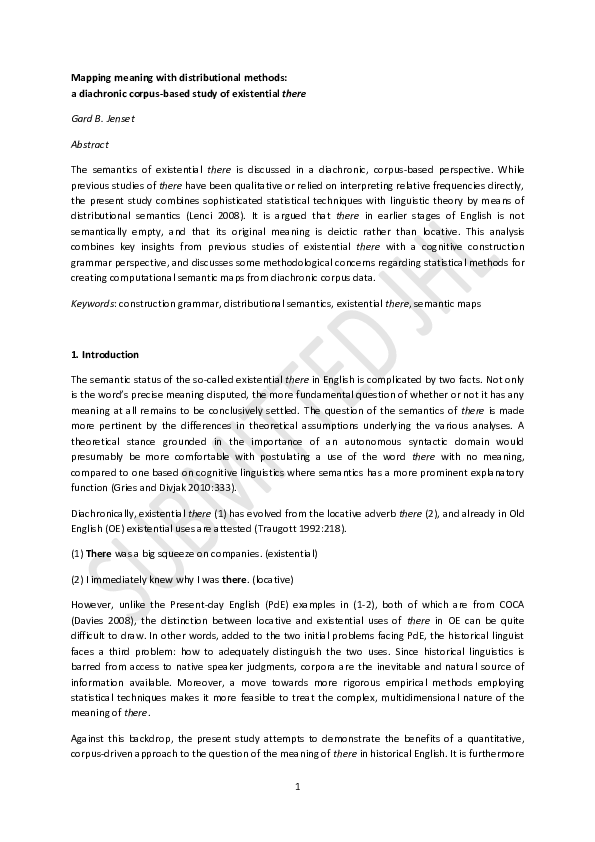 (PDF) Mapping meaning with distributional methods
