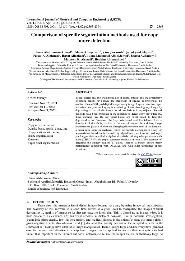 Pdf Comparison Of Specific Segmentation Methods Used For Copy Move