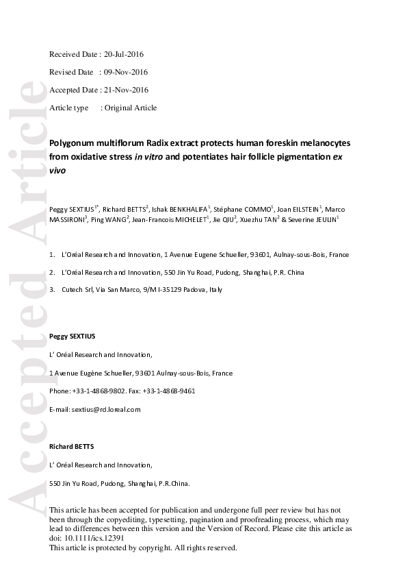 (PDF) Polygonum multiflorum Radix extract protects human foreskin ...