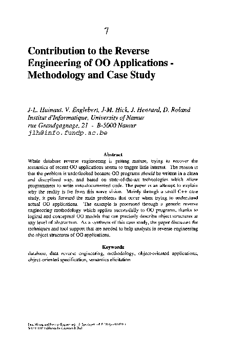 (PDF) Contribution to the Reverse Engineering of OO Applications ...