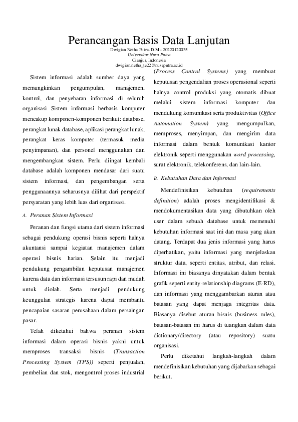 (PDF) Perancangan Basis Data Lanjutan