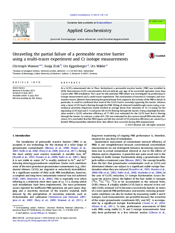 (PDF) Unraveling the partial failure of a permeable reactive barrier ...