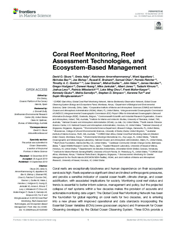 (PDF) Coral Reef Monitoring, Reef Assessment Technologies, and ...