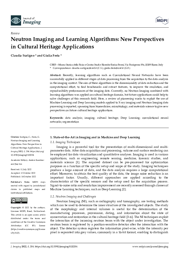 (PDF) Neutron Imaging with Machine Learning in Heritage