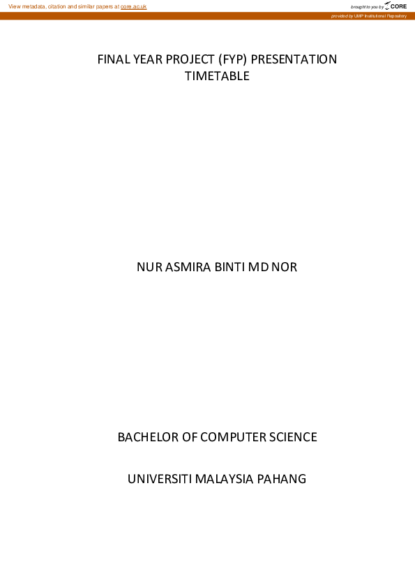 (PDF) Final year project (FYP) presentation timetable