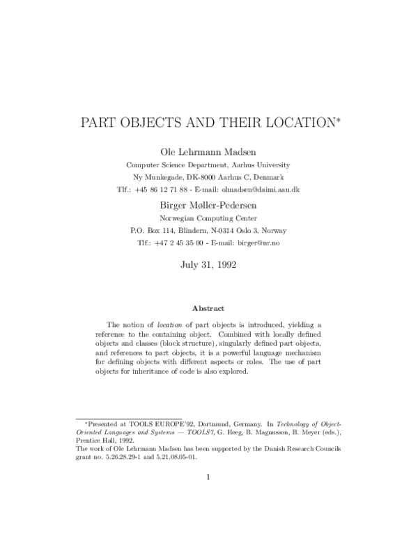 (PDF) Part Objects and Their Location